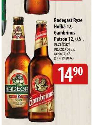 ARCHIV | Radegast Ryze Hořká 12, Gambrinus Patron 12,0,5l v akci platné ...