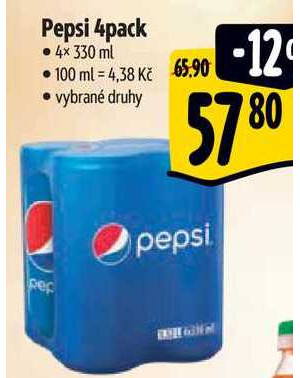 Pepsi 4pack, 4x 330 ml v akci | AkcniCeny.cz