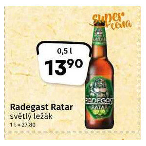 Radegast Ratar světlý ležák 0,5l v akci | AkcniCeny.cz