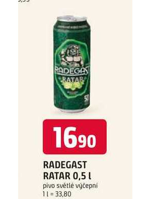 ARCHIV | RADEGAST RATAR 0,5 l pivo světlé výčepní v akci platné do: 6.6 ...