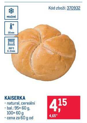 Kaiserka 60g, vybrané druhy v akci MAKRO | AkcniCeny.cz