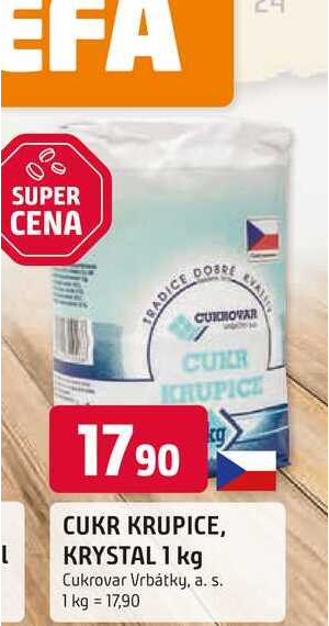 CUKR KRUPICE, KRYSTAL 1 kg v akci | AkcniCeny.cz