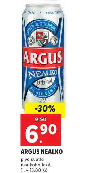 ARCHIV | ARGUS NEALKO pivo světlé nealkoholické, 0,5 l v akci platné do ...