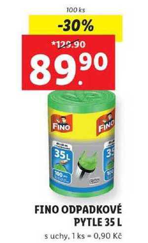 FINO ODPADKOVÉ PYTLE 35 L s uchy, 100 ks v akci | AkcniCeny.cz