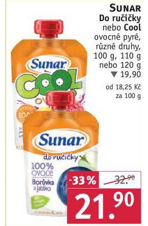 SUNAR Do ručičky nebo Cool ovocné pyré, 100 g, 110 g nebo 120 g v akci ...