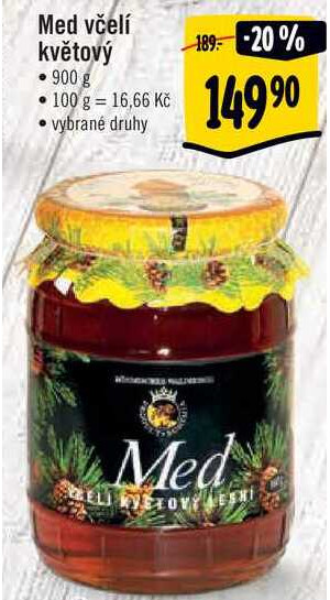 Med včelí květový, 900 g v akci | AkcniCeny.cz