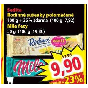 ARCHIV | Sedita Rodinné sušenky polomáčené 100 g + 25% zdarma / Mila ...