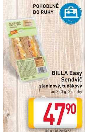 ARCHIV | BILLA Easy Sendvič slaninový, tuňákový od 220 g, 2 druhy v ...