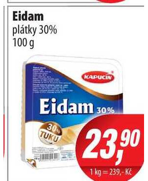 Eidam plátky 30% 100g v akci | AkcniCeny.cz