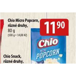 Chio Micro Popcorn, různé druhy, 80 g v akci | AkcniCeny.cz