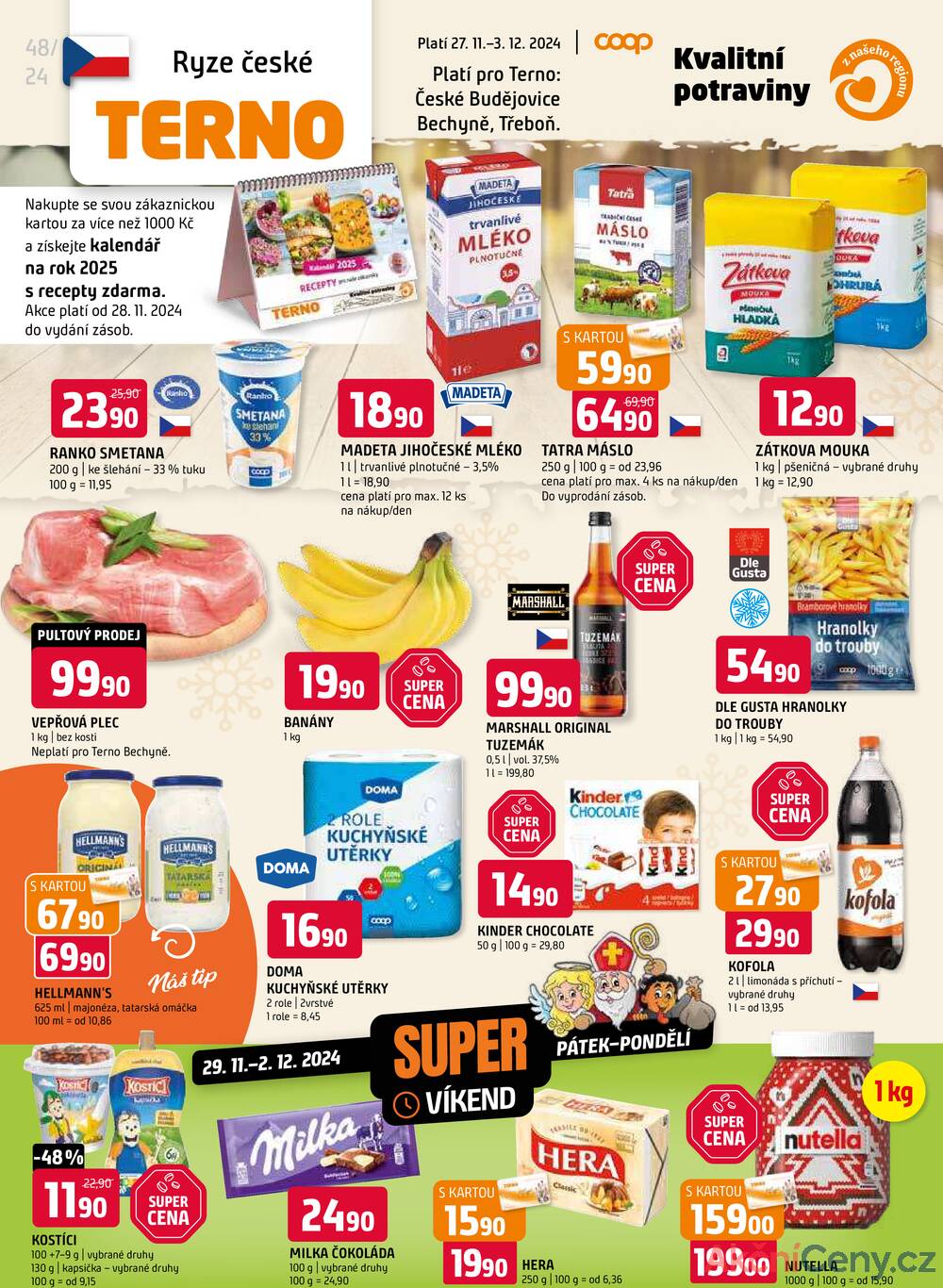 Leták Terno České Budějovice, Třeboň, Bechyně 27.11. - 3.12. - 1.strana ...