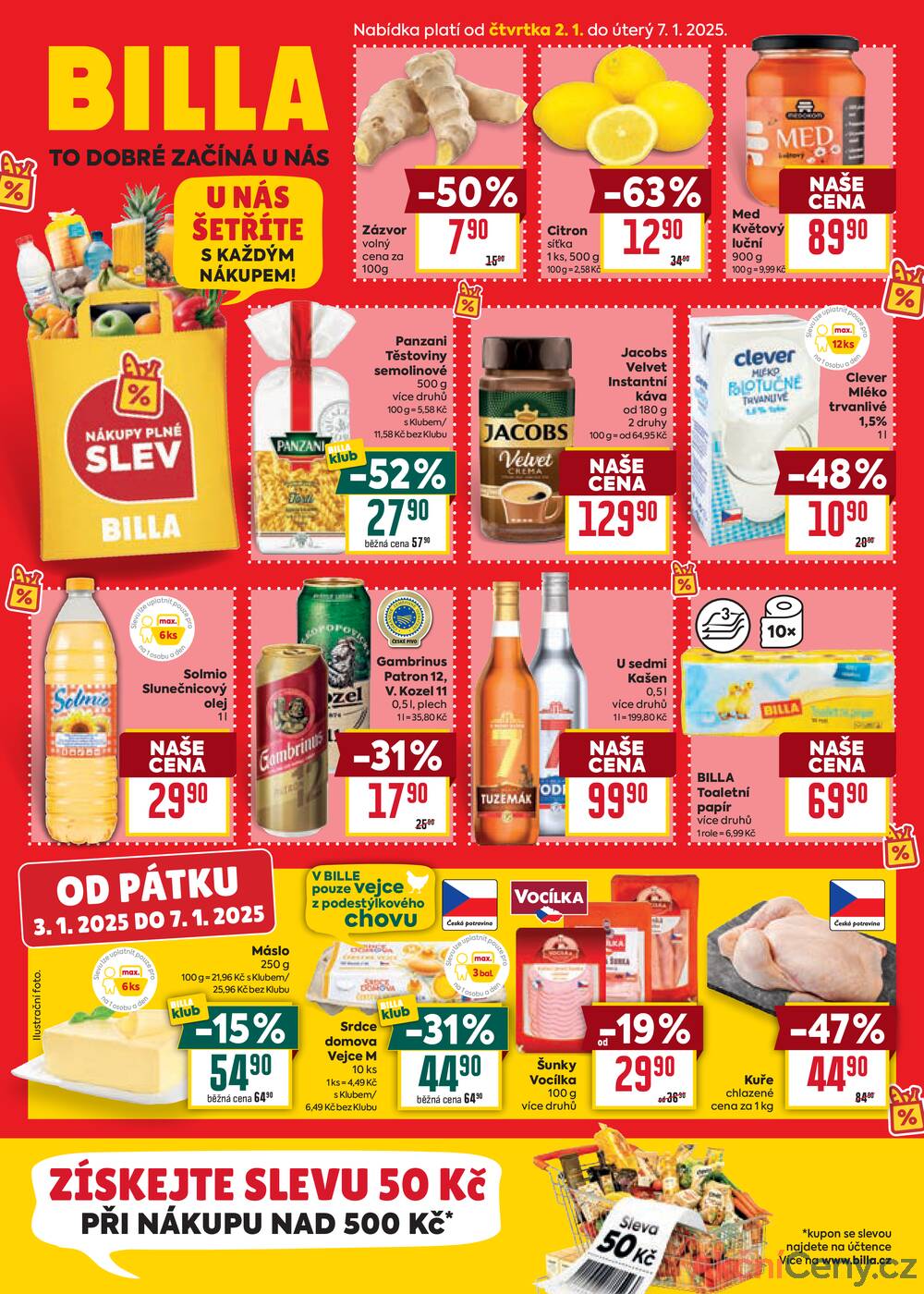 Leták Billa od 2.1. do 7.1.2025 - 1.strana | AkcniCeny.cz
