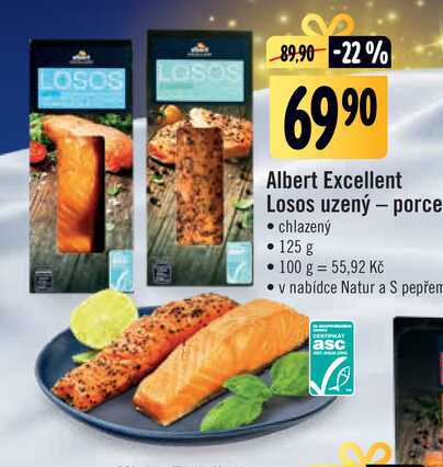 Albert Excellent Losos uzený - porce 125 g v akci | AkcniCeny.cz
