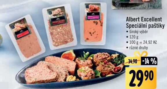 Albert Excellent Speciální paštiky široký výběr, 120 g v akci ...