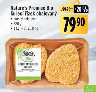 Nature's Promise Bio Kuřecí řízek obalovaný, masný polotovar, 220 g v ...