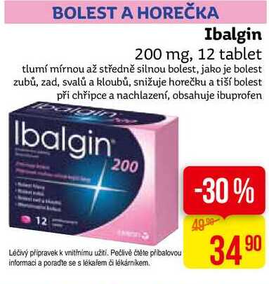 Ibalgin 200 mg, 12 tablet v akci | AkcniCeny.cz