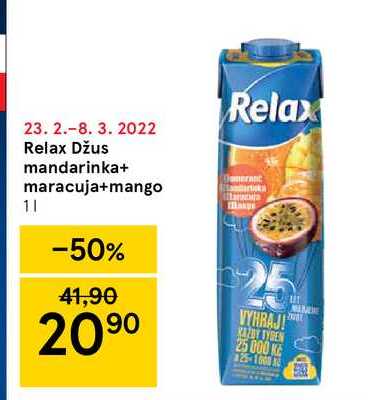 ARCHIV | Relax Džus mandarinka+maracuja+mango, 1 l v akci platné do: 8. ...