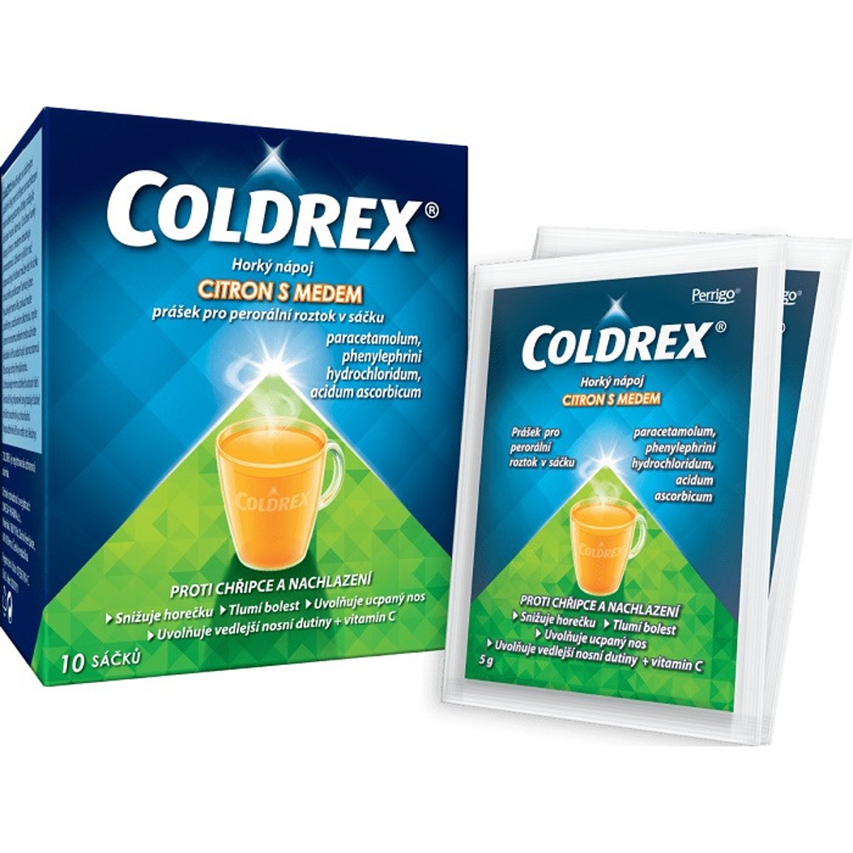 COLDREX HORKÝ NÁPOJ CITRON S MEDEM 750MG/10MG/60MG POR PLV SOL SCC 10 v ...