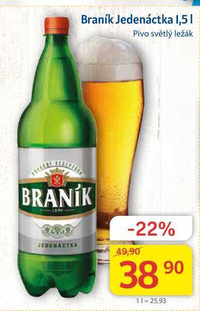 ARCHIV | Braník Jedenáctka pivo ležák světlý 1,5l v akci platné do: 9. ...