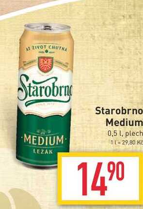 ARCHIV | Starobrno Medium 0,5 l, plech v akci platné do: 20.3.2022 ...
