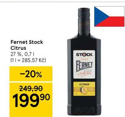 FERNET CITRUS alk. 27 % obj., 0,5 l v akci | AkcniCeny.cz