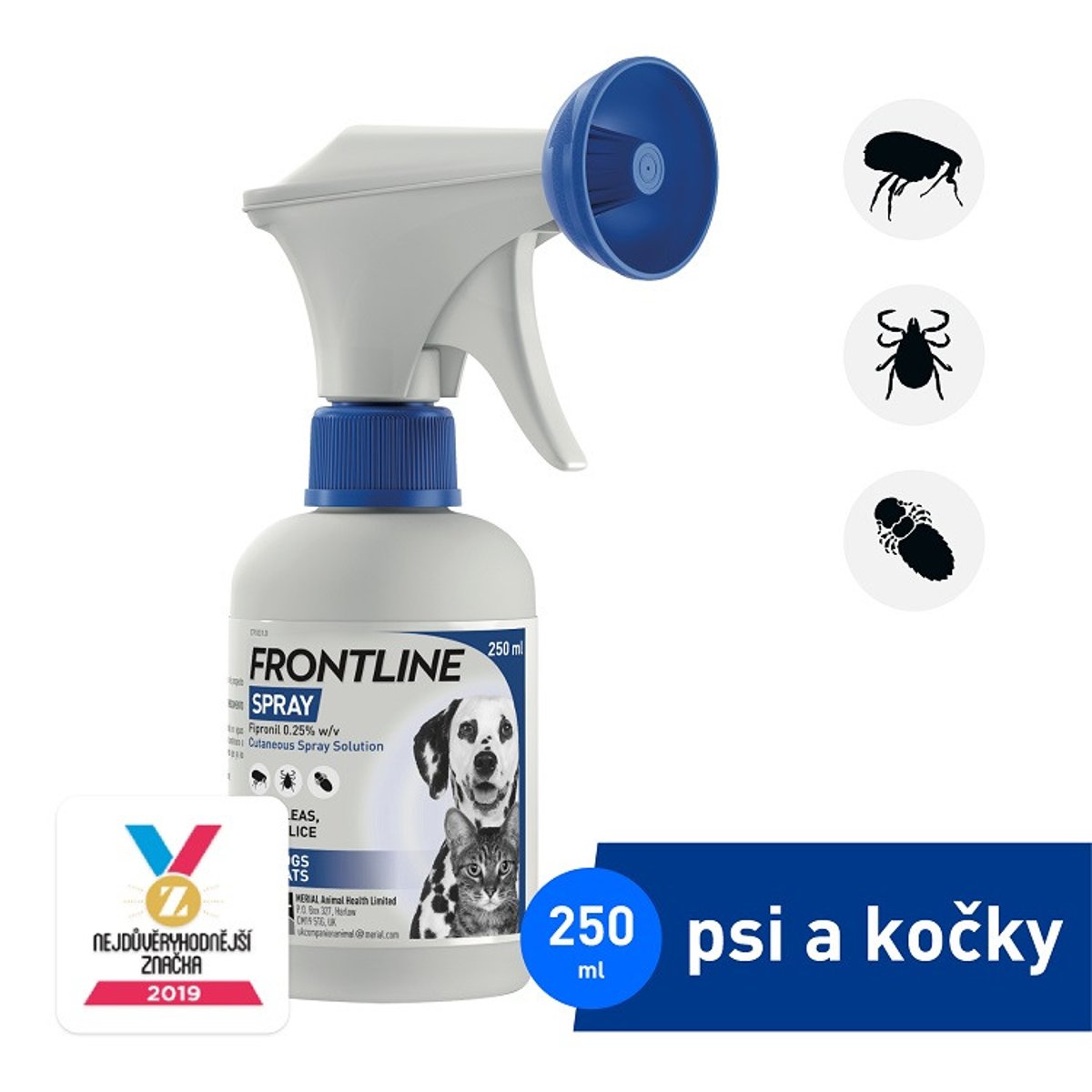 Frontline spray 2.5mg/ml kožní sprej roztok 250ml v akci | AkcniCeny.cz