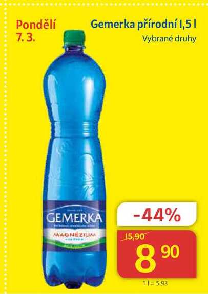 ARCHIV | Gemerka přírodní 1,5l v akci platné do: 7.3.2022 | AkcniCeny.cz