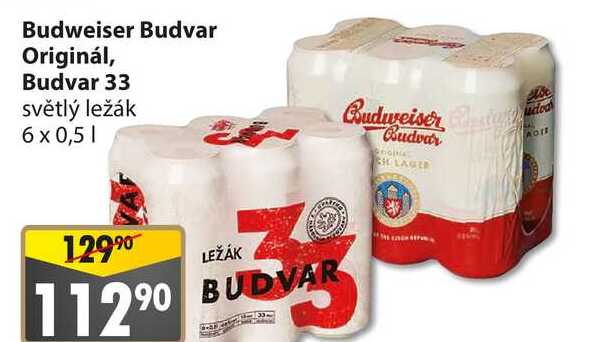 ARCHIV | Budweiser Budvar Originál, Budvar 33 světlý ležák 6 x 0,51 v ...