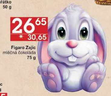 Figaro Zajíc mléčná čokoláda, 75 g v akci | AkcniCeny.cz