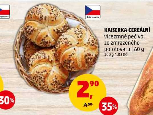 ARCHIV | CEREÁLNÍ KAISERKA XXL pšeničné pečivo, 90 g v akci platné do ...