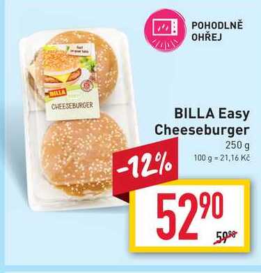 BILLA Easy Cheeseburger 250 g v akci | AkcniCeny.cz