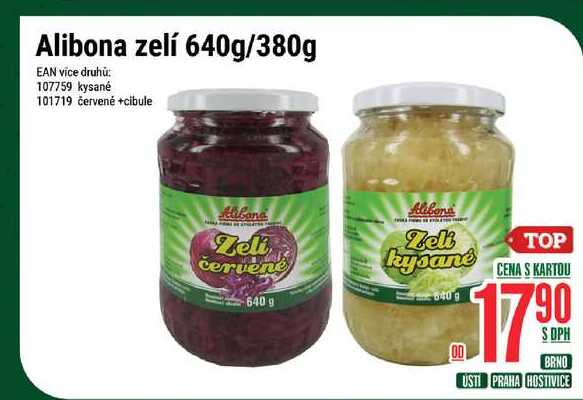 Alibona zelí 640g/380g v akci | AkcniCeny.cz