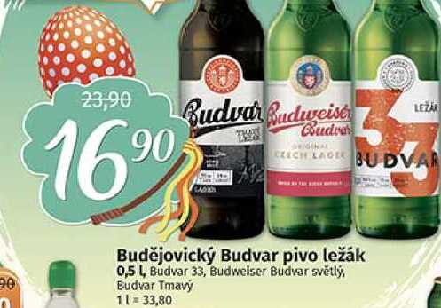Budějovický Budvar pivo ležák 0,5l, Budvar 33, Budweiser Budvar světlý ...