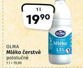 Olma Mléko čerstvé polotučné 1l v akci | AkcniCeny.cz