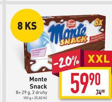 Monte Snack 8x 29 g 2 druhy v akci | AkcniCeny.cz