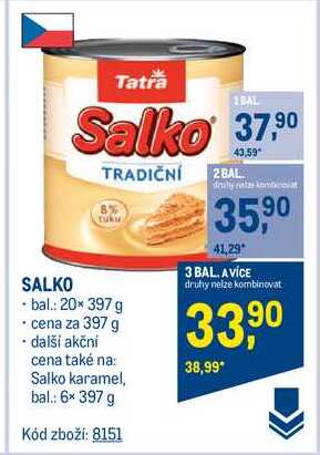 Tatra Professional Salko zahuštěné slazené plnotučné mléko 1000g v akci ...