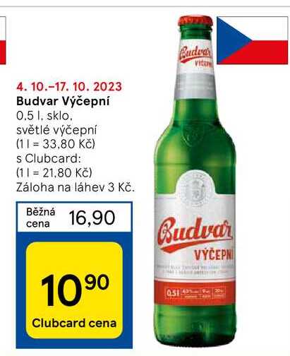 BUDWEISER BUDVAR ORIGINAL, BUDVAR 33 6x 0,5 l v akci | AkcniCeny.cz