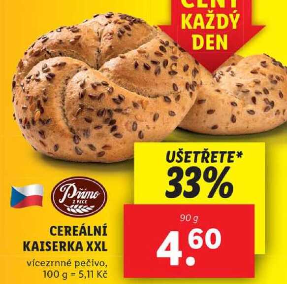 ARCHIV | CEREÁLNÍ KAISERKA XXL pšeničné pečivo, 90 g v akci platné do ...